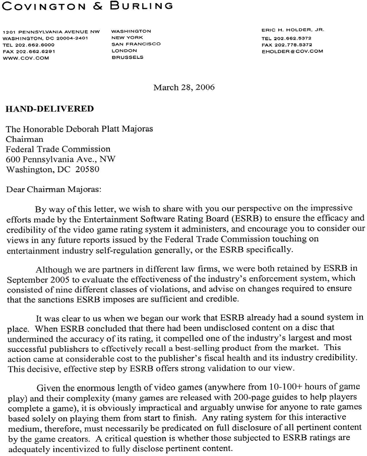 Testimony of ESRB President Patricia Vance | ESRB Ratings